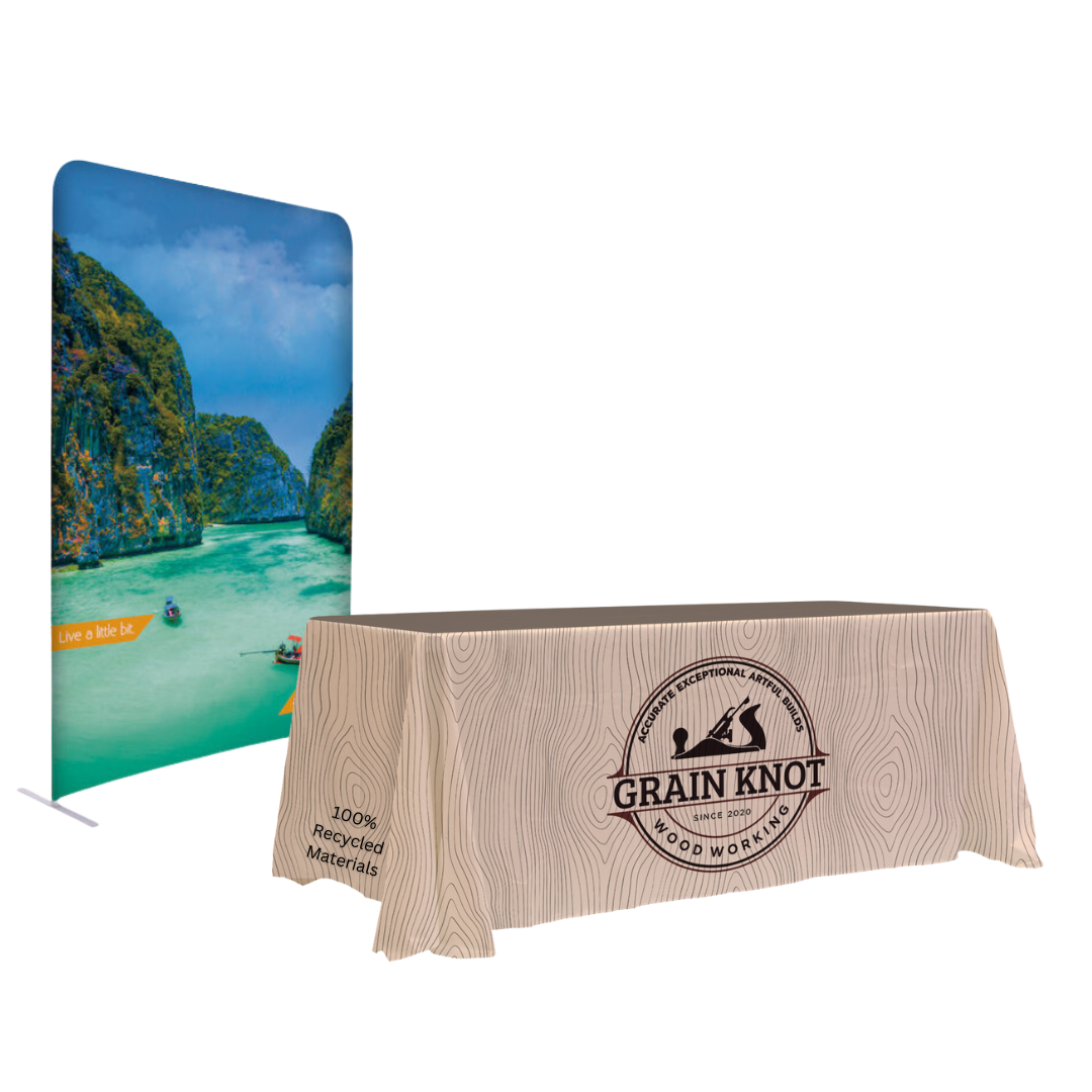 Fully Custom Event Booth Display Set | 5' Banner & Table Throw | Eco Promotional Products